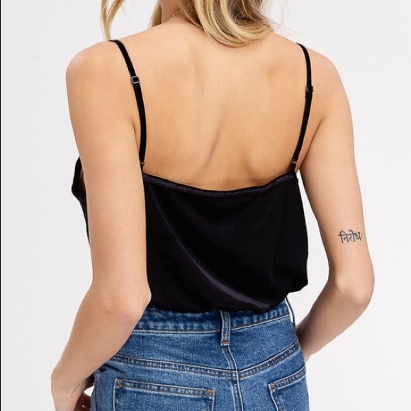 Tops | Velvet Cami With Lace Trim | Poshmark